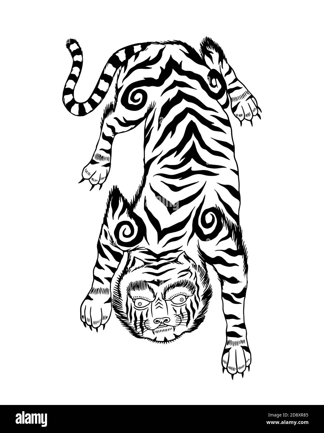 Asian Japanese tiger. Wild animal for tattoo or sticker or emblem. Hand ...