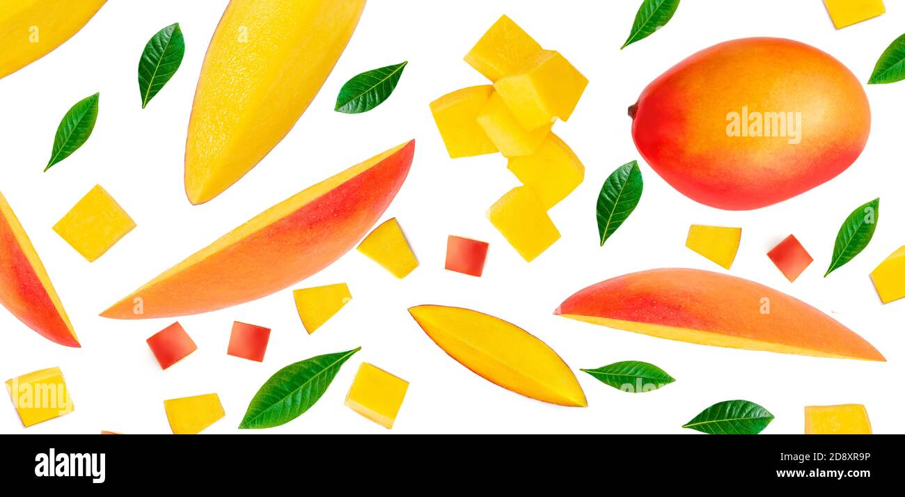 Mango isolated on the white background. Pile of fresh tropical mangoes ...