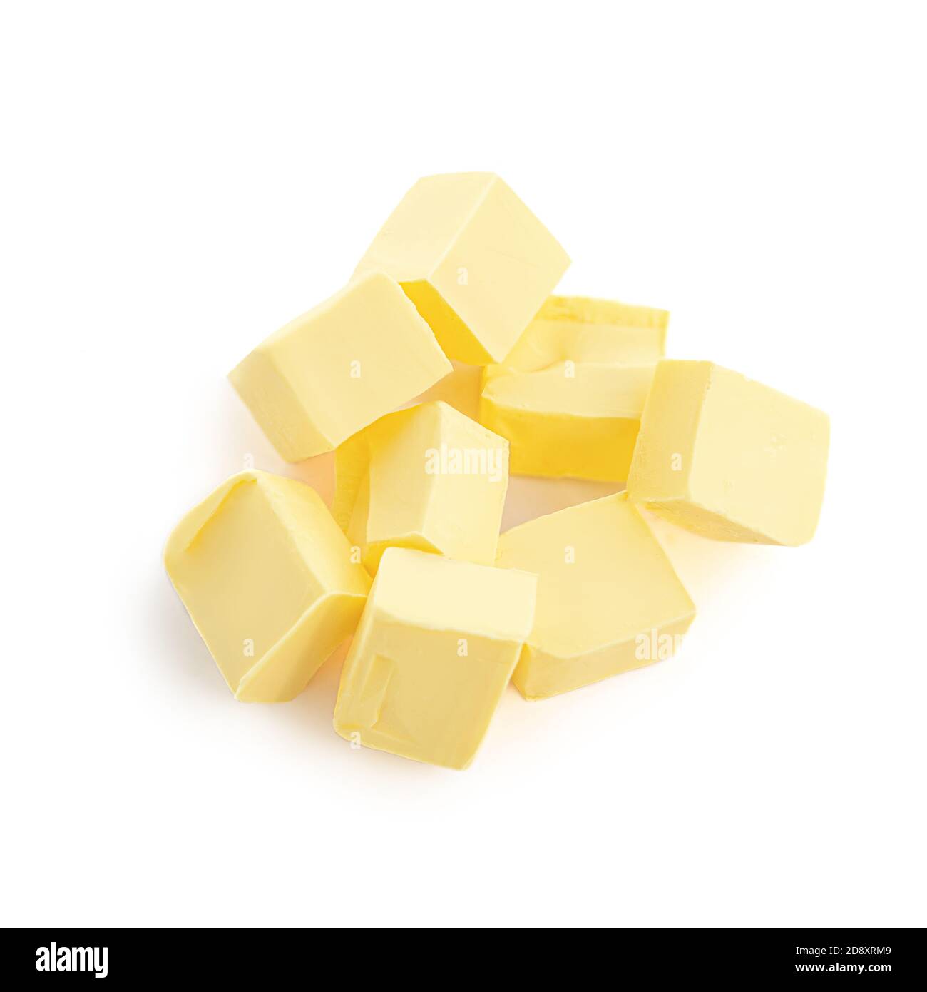 Butter pieces isolated on white background, top view. Fresh butter ...