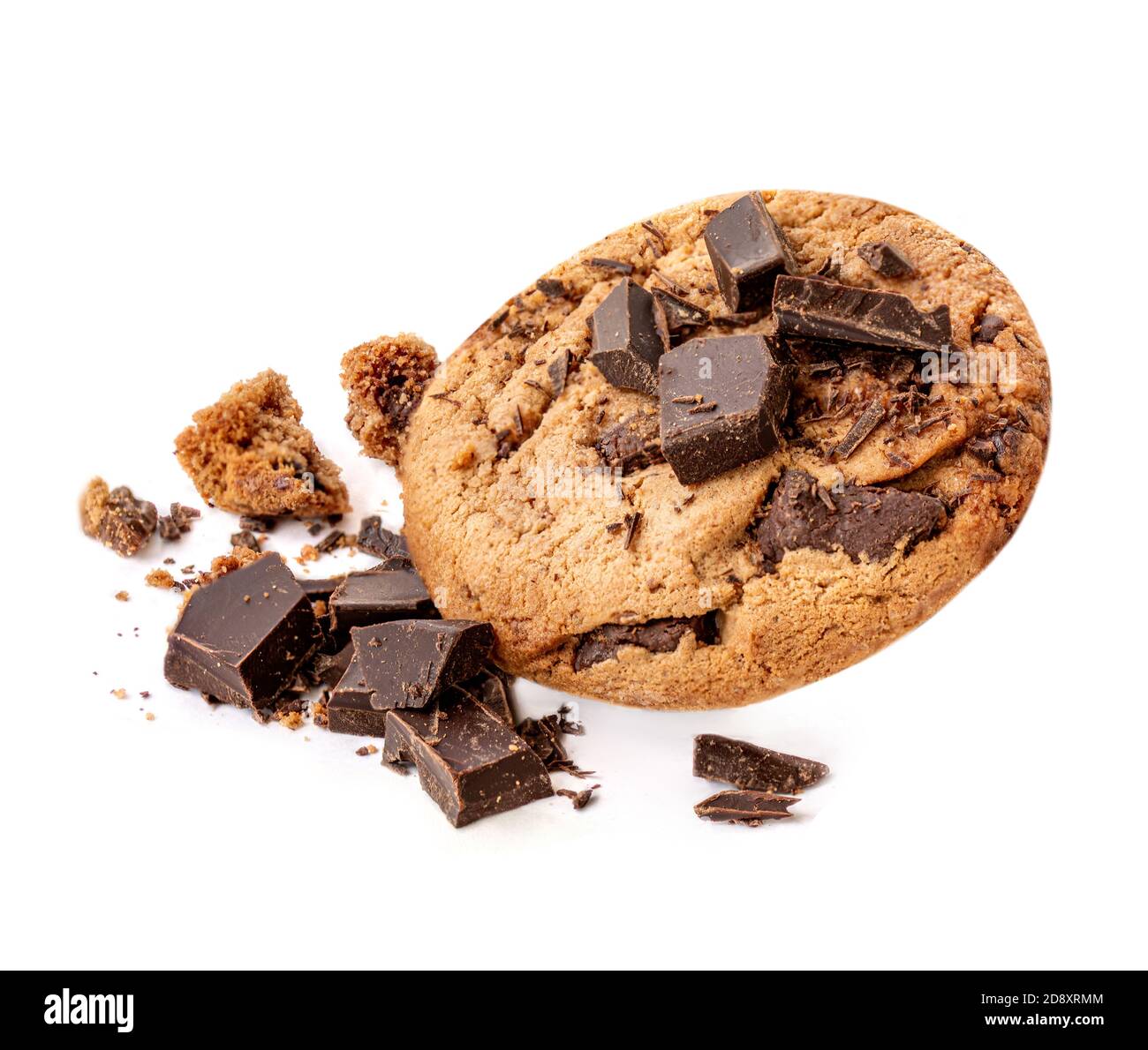 Butter Chocolate chip cookies isolated on white background. Homemade ...