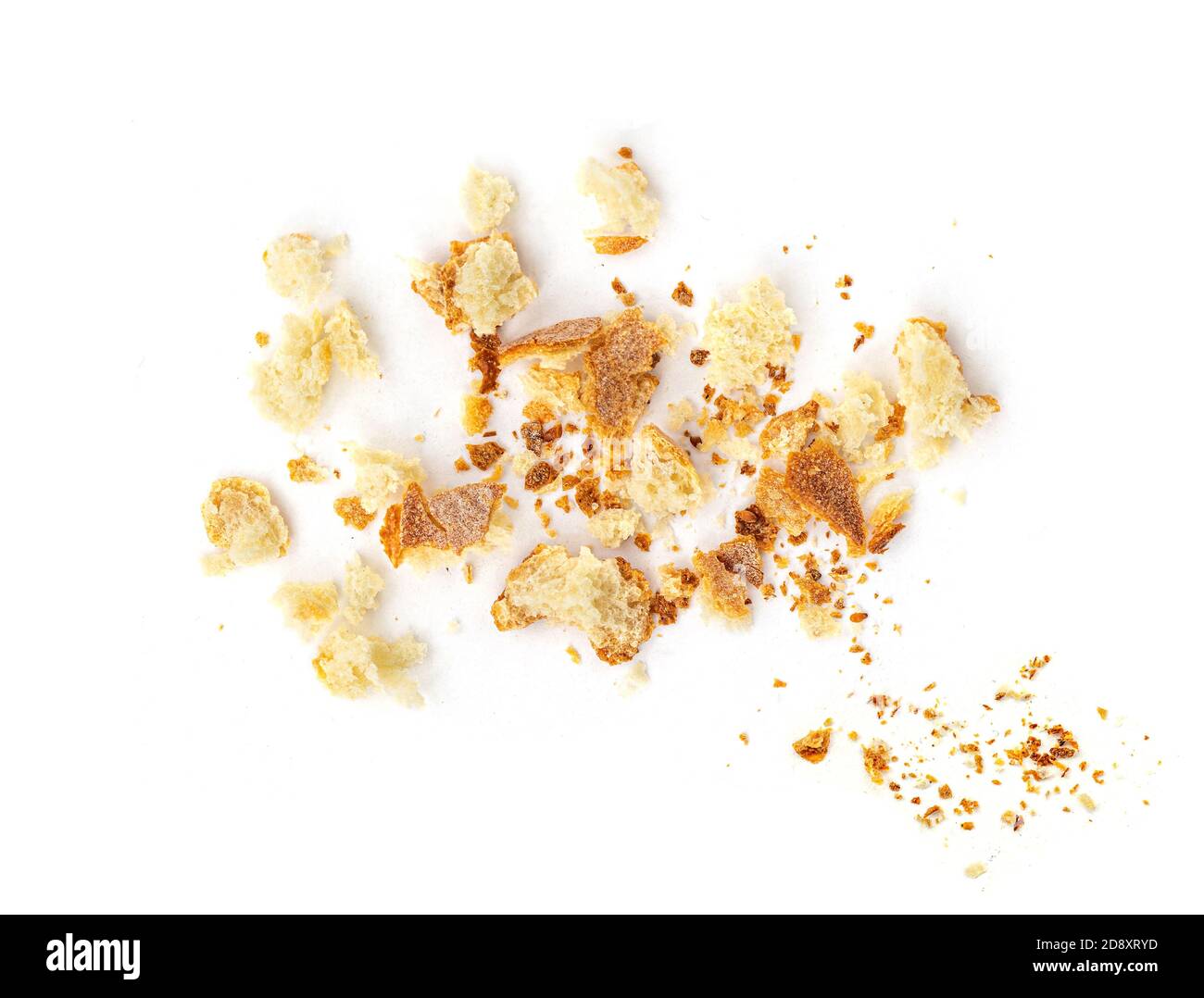 Bread crumbs isolated on white background. Top view Stock Photo - Alamy