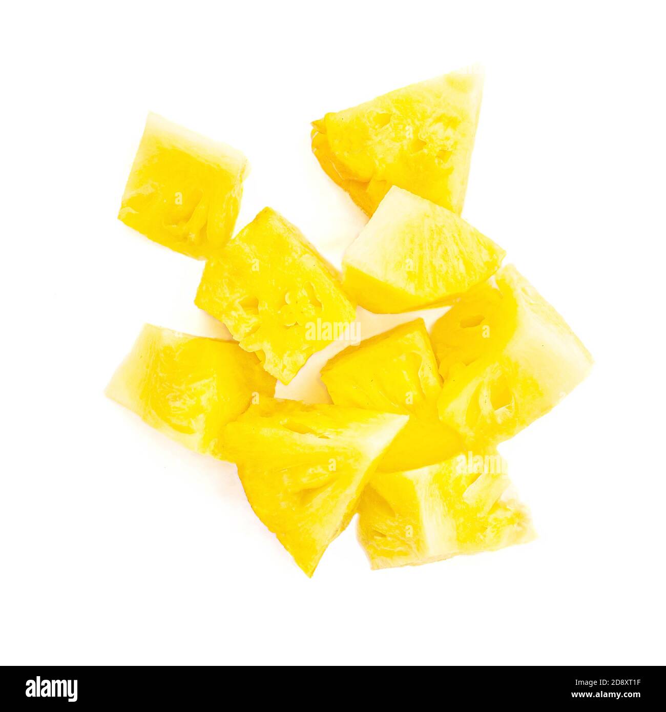 Pineapple cubes. Pineapple fruits chunks isolated on white background ...