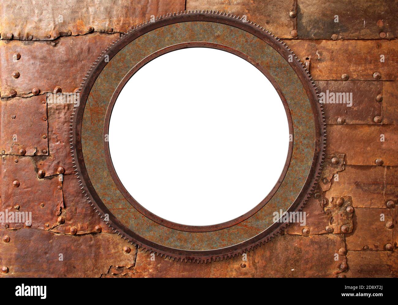 Grunge background in steampunk style. Texture of old metal with rivets ...