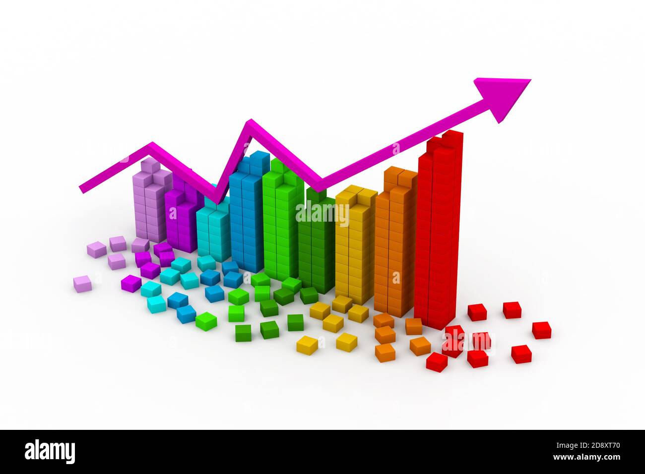 3d graph showing rise in profits or earnings Stock Photo - Alamy