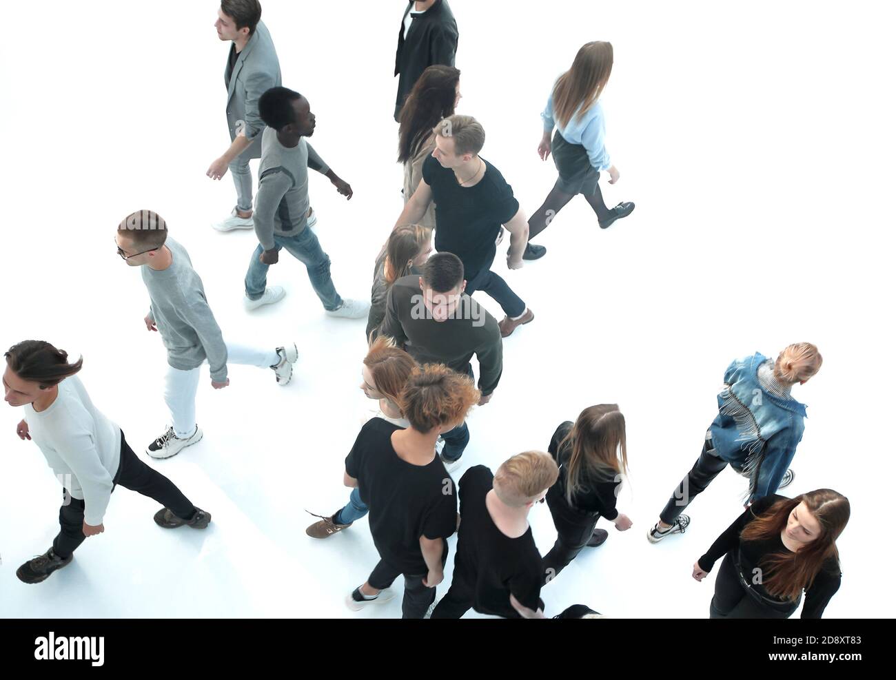 top view . modern young people walking in opposite directions Stock ...