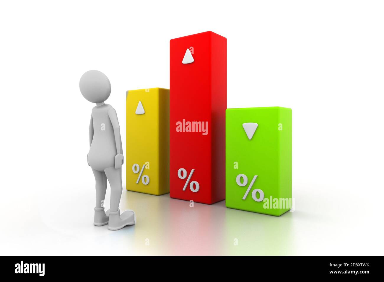 Man with percentage graph Stock Photo - Alamy