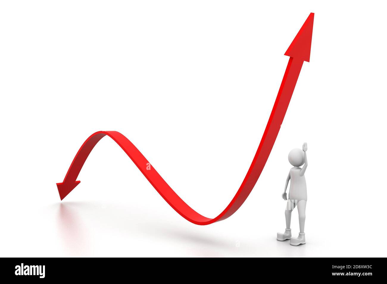 Growing business graph with a man Stock Photo - Alamy