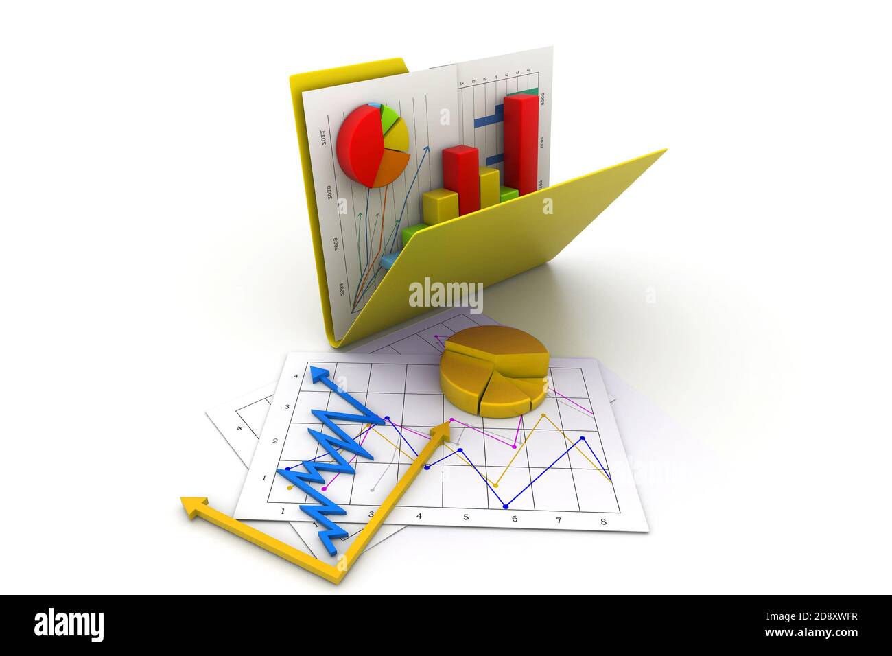 Folder with business chart and graph Stock Photo - Alamy
