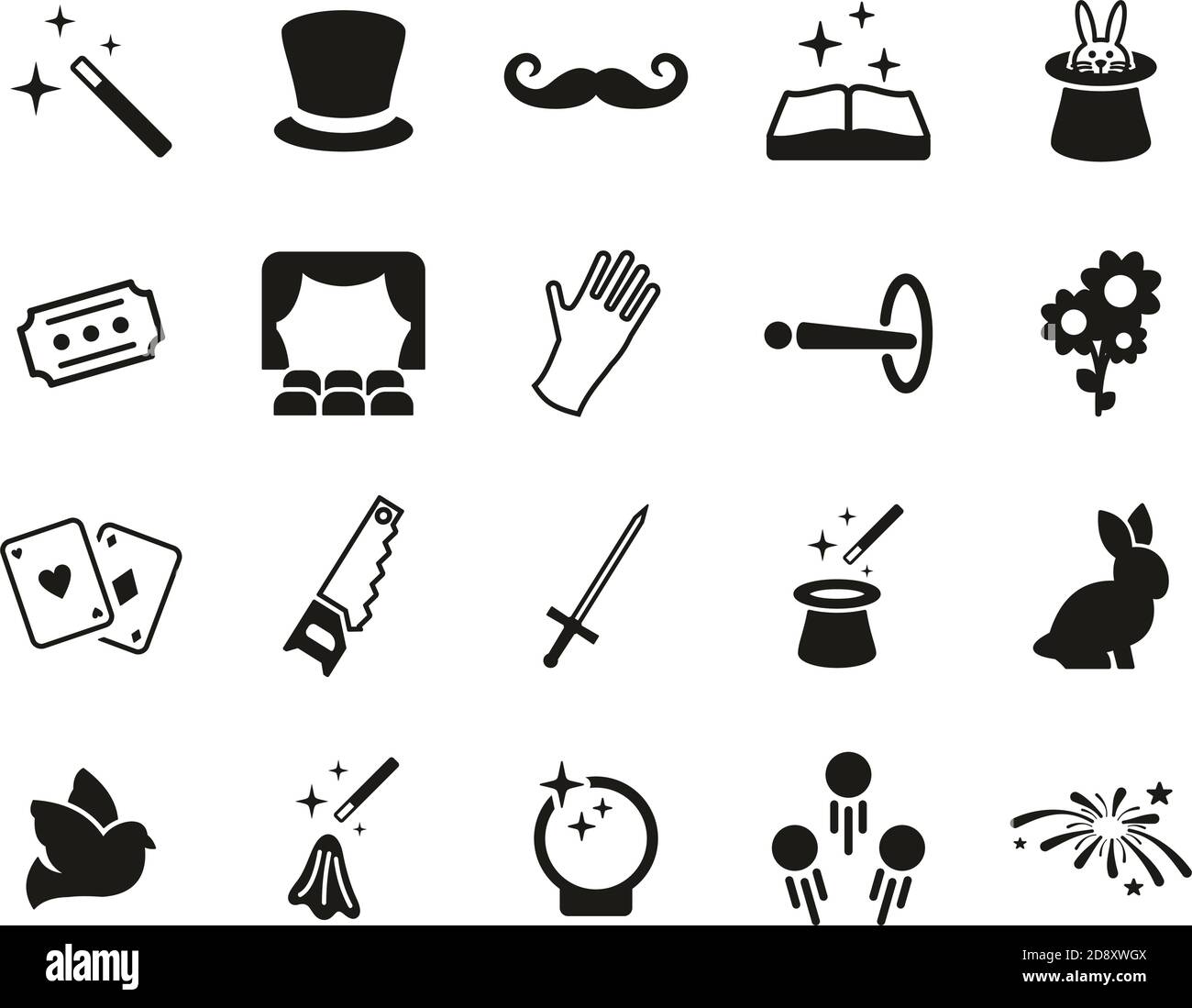 Magic & Illusion Icons Black & White Set Big Stock Vector Image & Art ...
