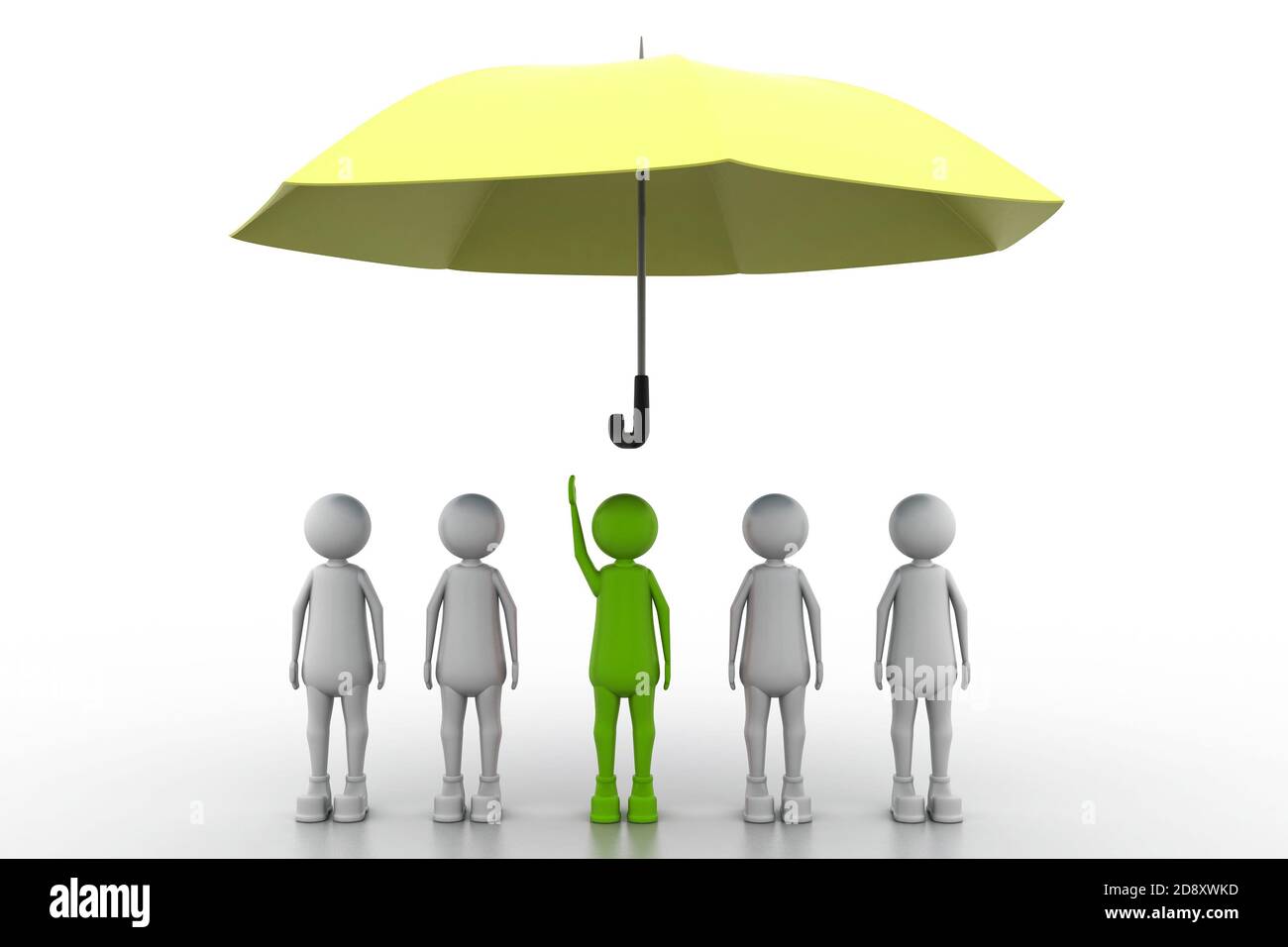 team standing with a umbrella in white background Stock Photo - Alamy