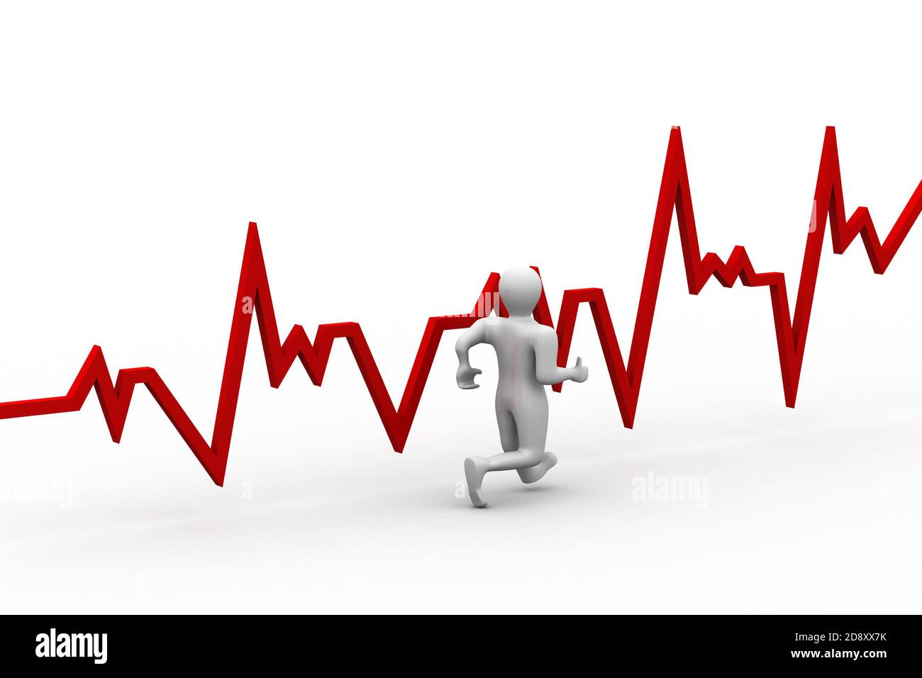 Running men with heart beat graph Stock Photo - Alamy