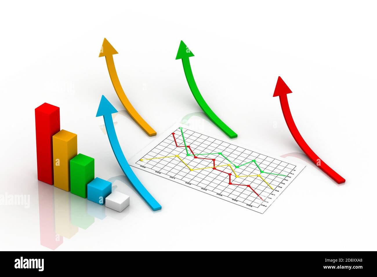 3d graph showing rise in profits or earnings Stock Photo - Alamy