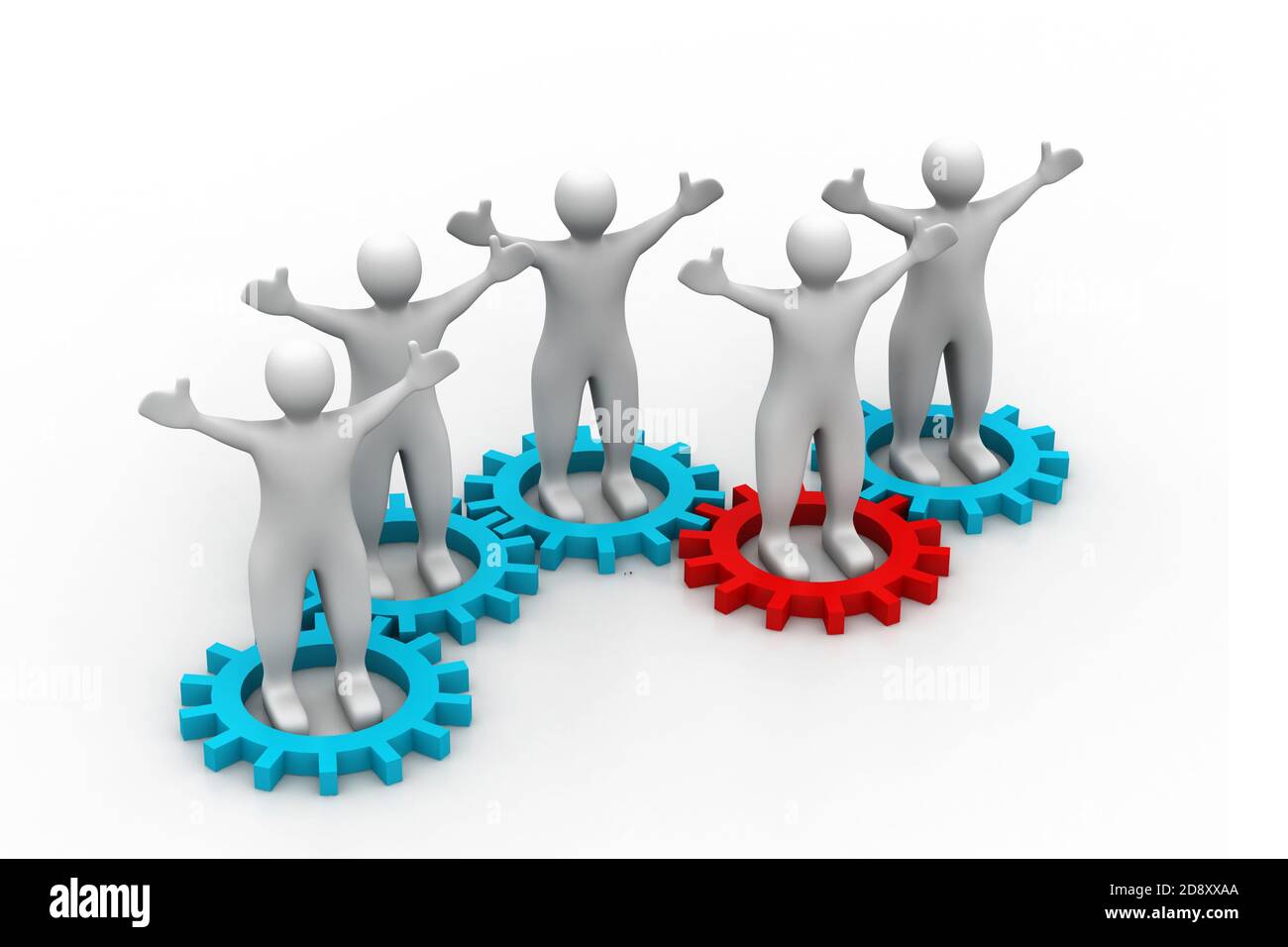 Several people inside gears. teamwork and synergy Stock Photo - Alamy