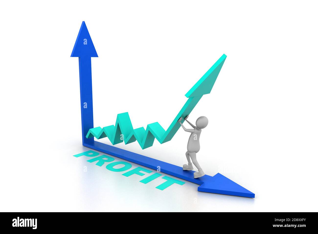 man pushing up the profit graph Stock Photo - Alamy
