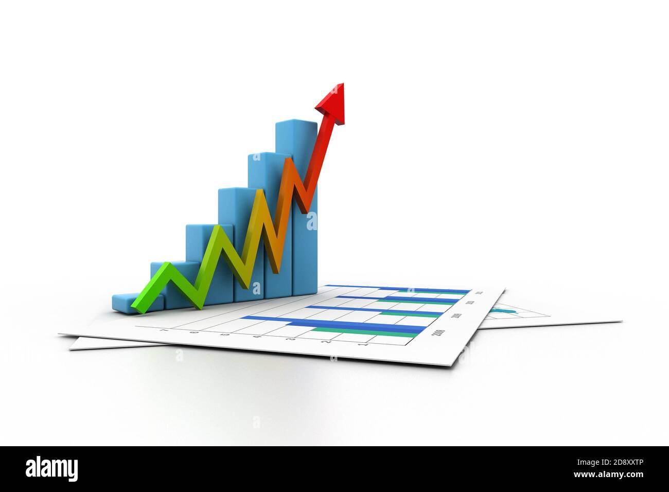 Business chart with growth graph Stock Photo - Alamy