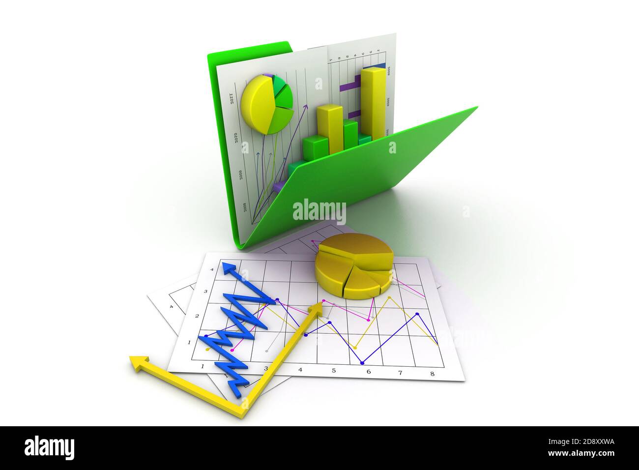Folder with business chart and graph Stock Photo - Alamy