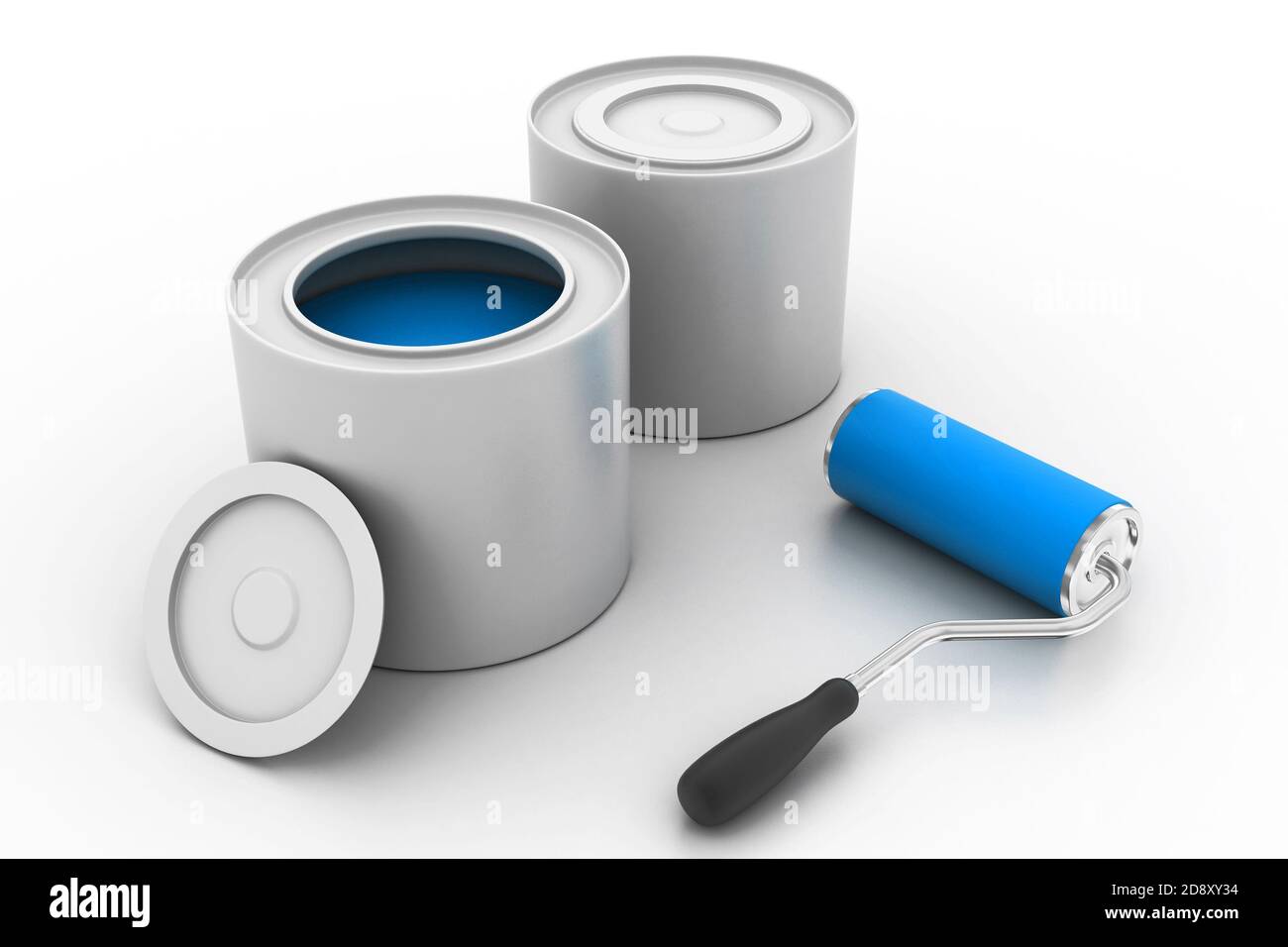paint roller and can Stock Photo - Alamy
