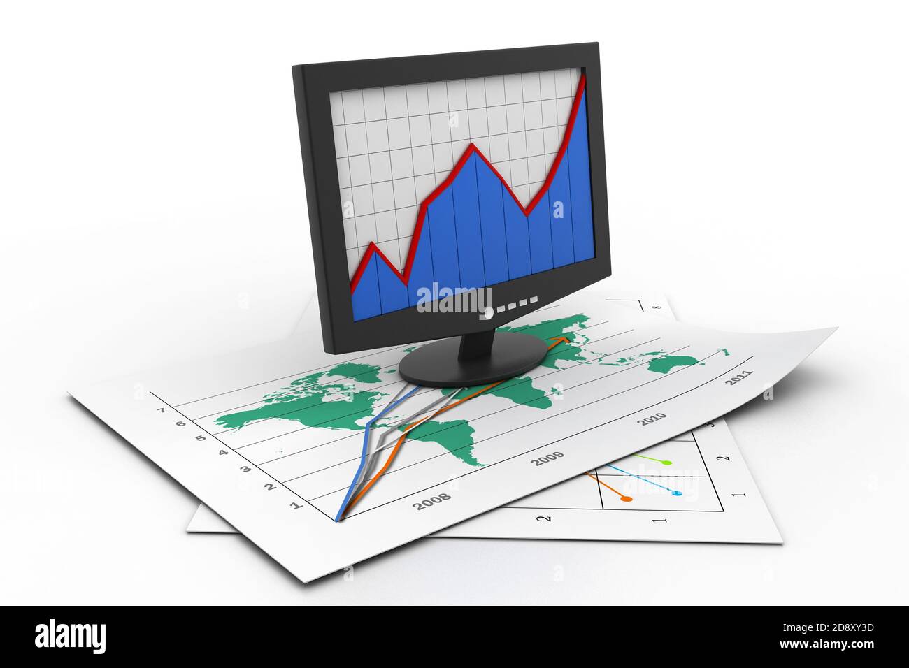 Business graph in monitor Stock Photo - Alamy