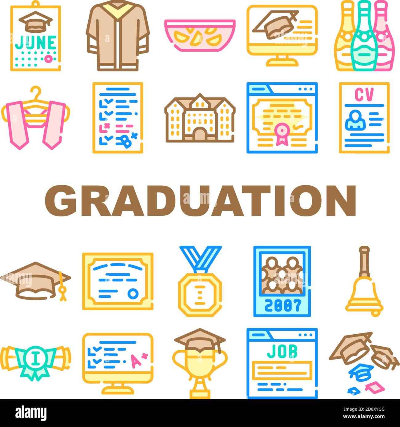 Graduation cap symbol and university graduation signs hi-res stock ...