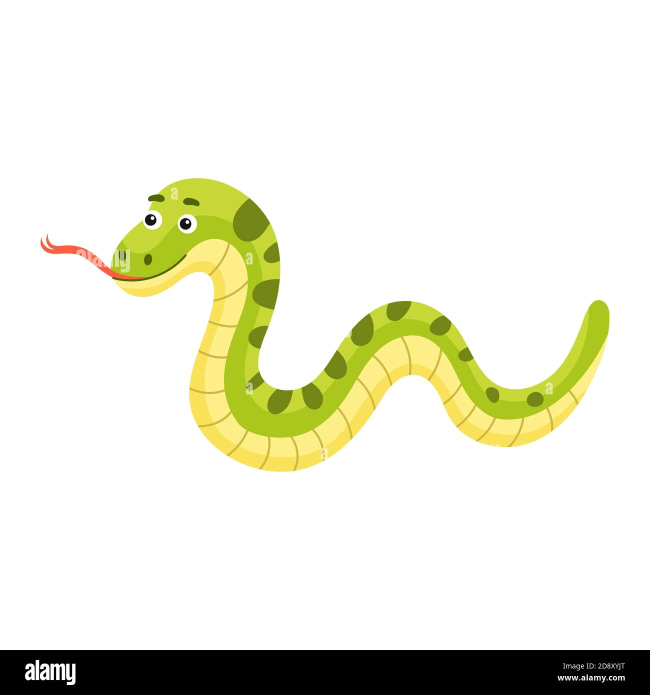 Cute funny snake print on white background. Cartoon animal character ...