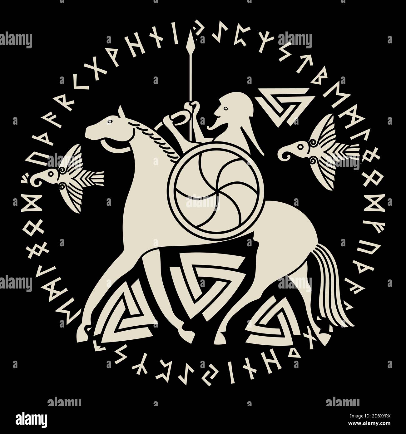 Ancient Scandinavian God Odin, God Odin on horse Sleipnir and Norse ...