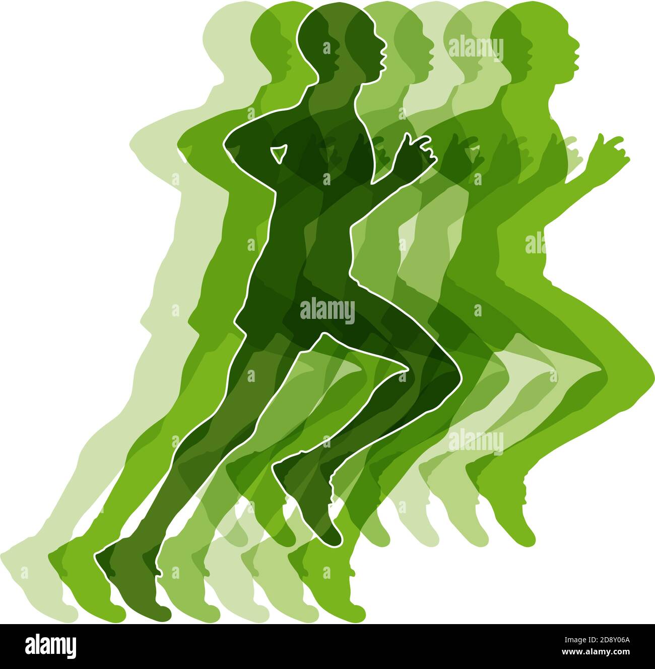 Vector abstract green men running, marathon Stock Vector Image & Art ...