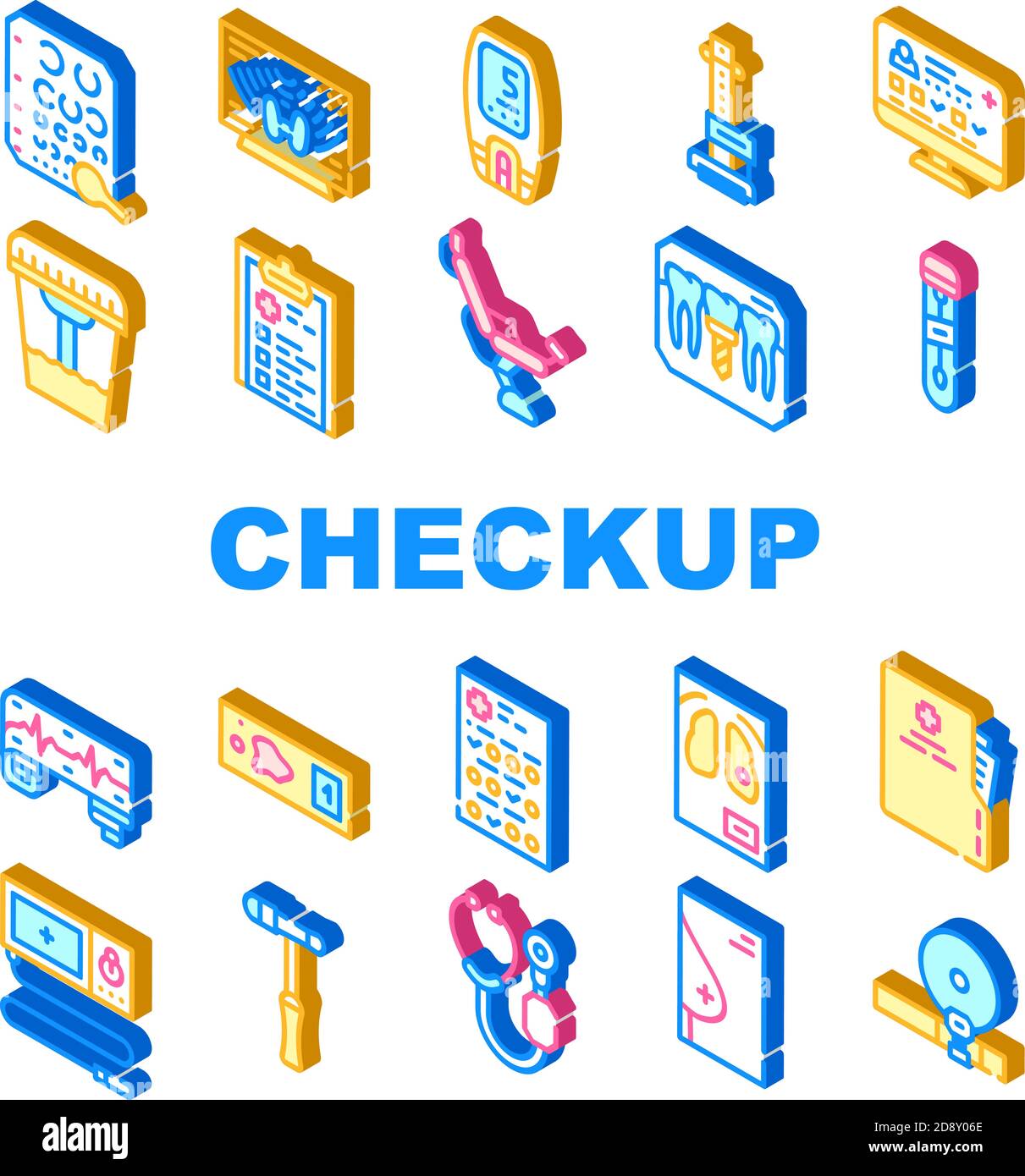 Medical Checkup Health Collection Icons Set Vector Stock Vector Image