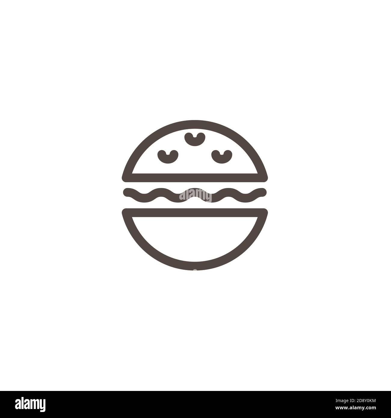 Burger or sandwich icon. Fast food, snack flat line pictogram isolated ...