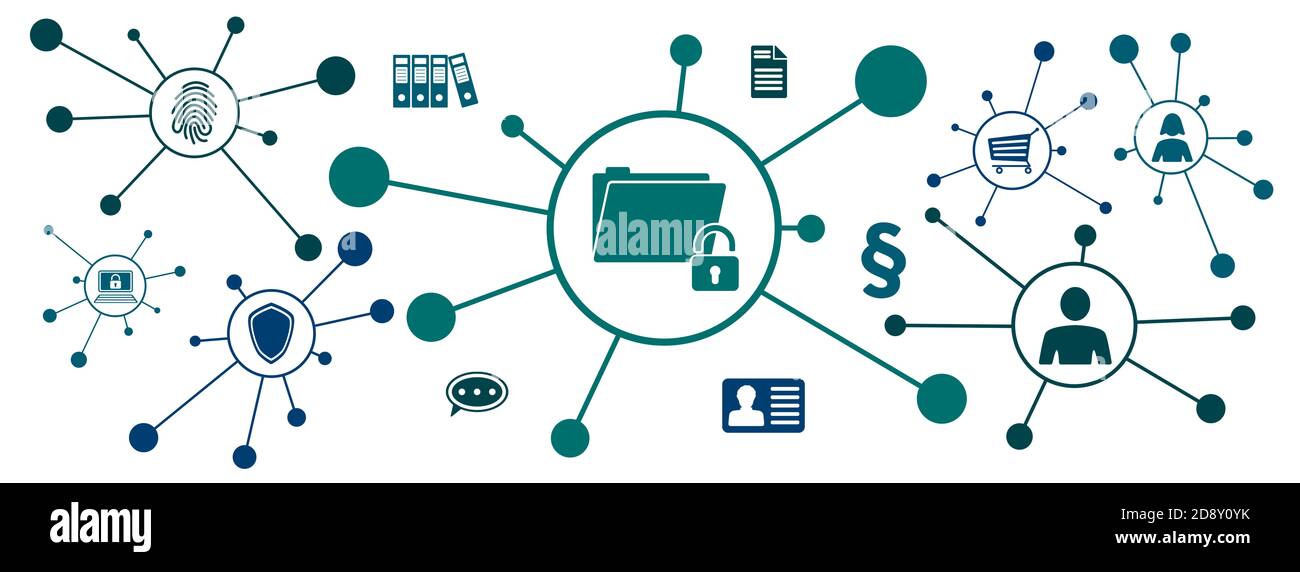 Concept of data protection with connected icons Stock Photo - Alamy