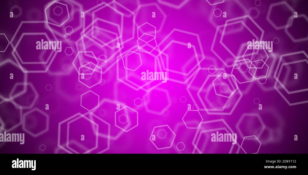 Flying hexagonal shapes over magenta background Stock Photo - Alamy