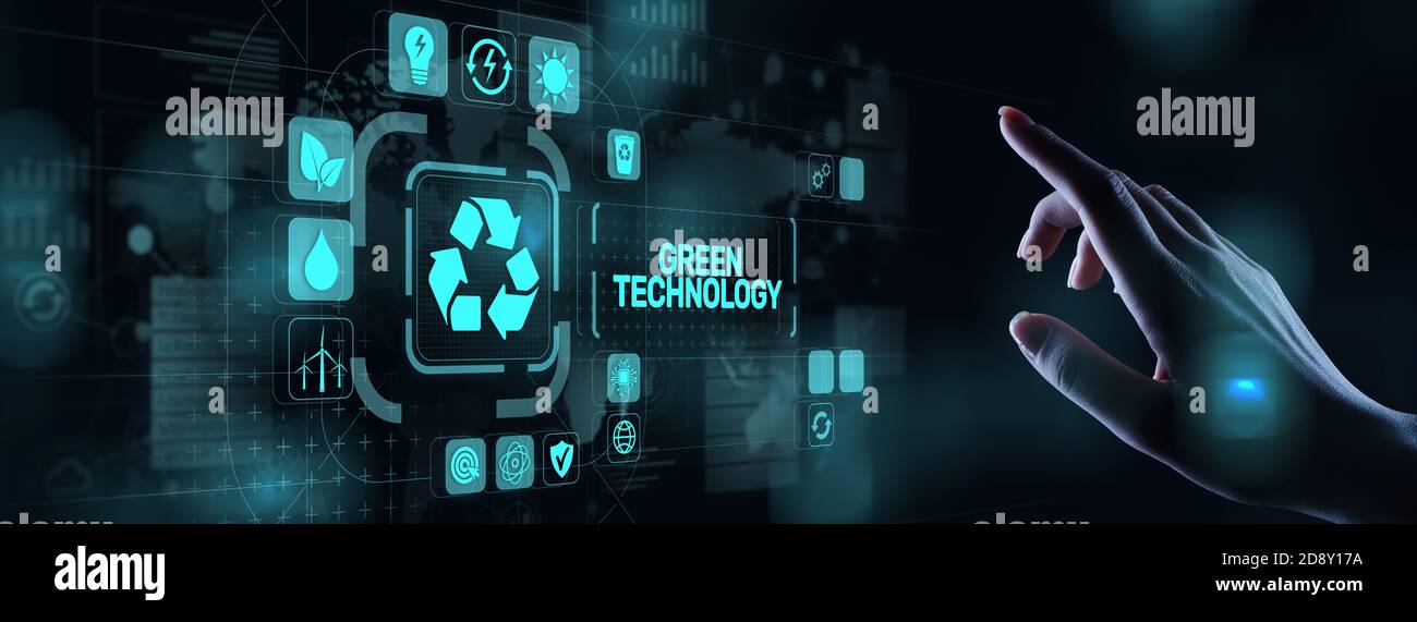 Green Technology Recycling Ecology Earth Saving concept on virtual ...