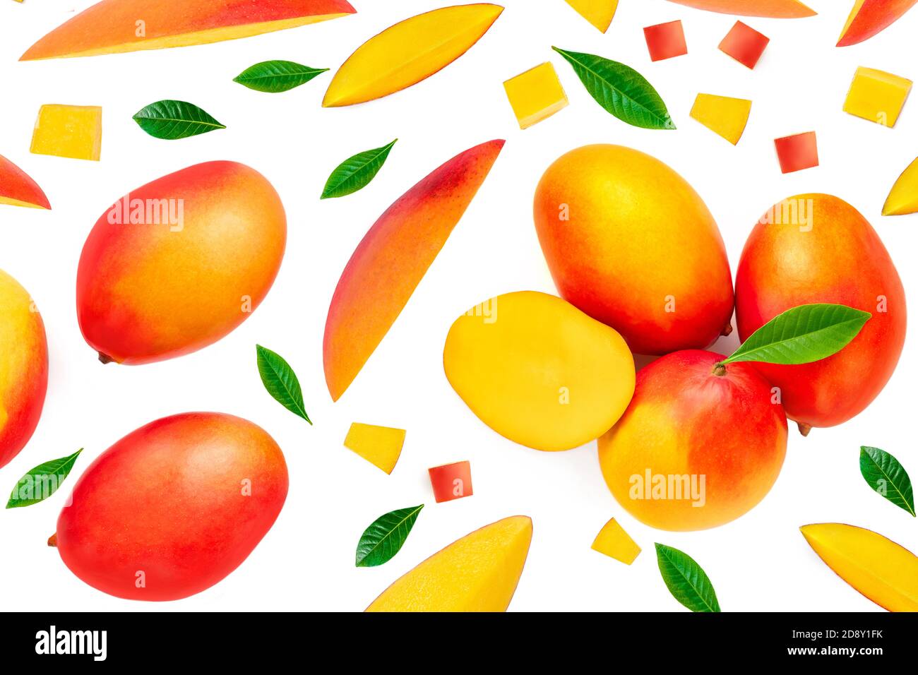 Mango isolated on the white background. Pile of fresh tropical mangoes ...