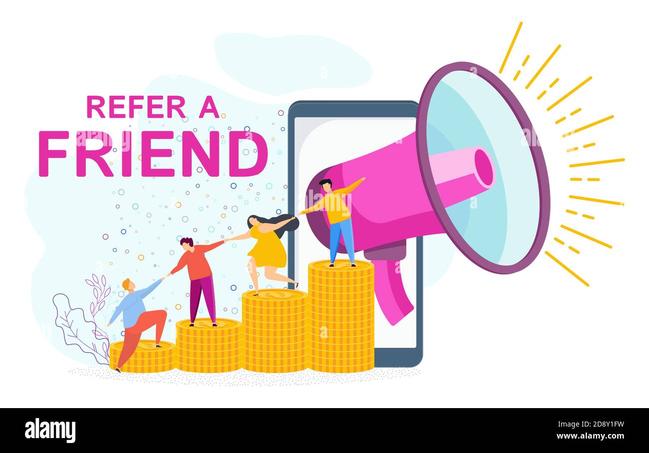 Refer a friend concept. Trendy flat vector style Stock Vector Image ...