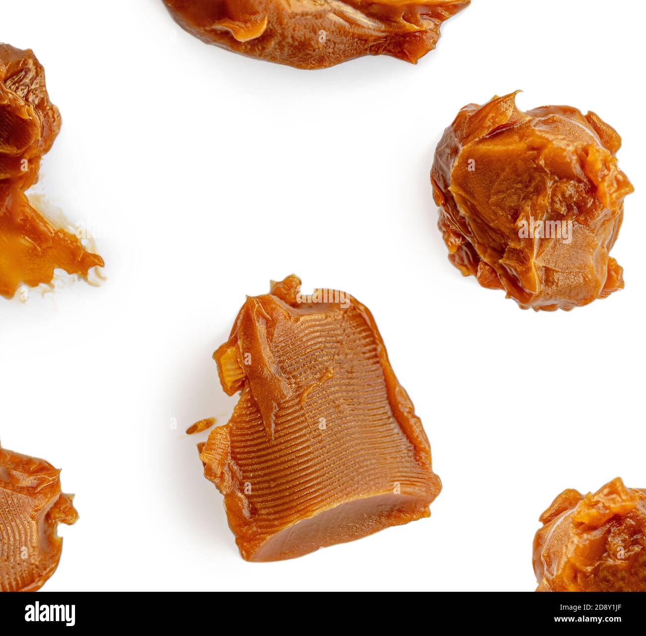 Soft melted caramel Pattern. Golden Butterscotch toffee candy isolated ...