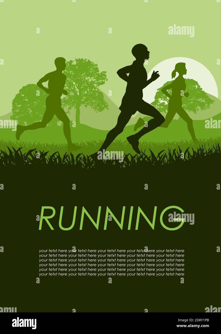 Vector poster runners in the countyside Stock Vector Image & Art - Alamy