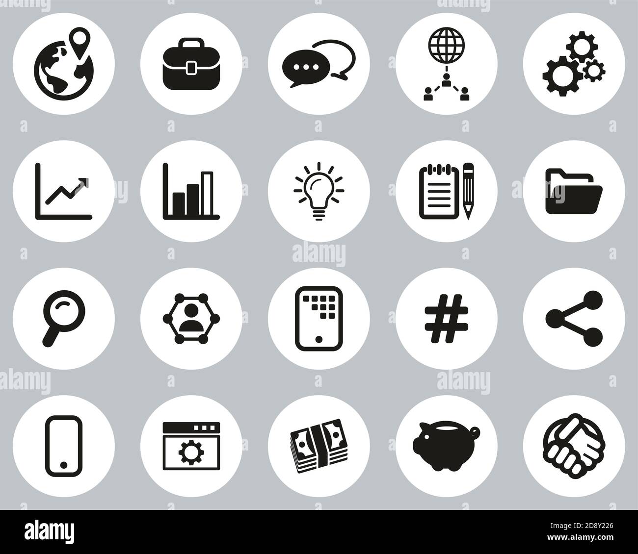 Manager Or Business Manager Icons Black & White Flat Design Circle Set ...