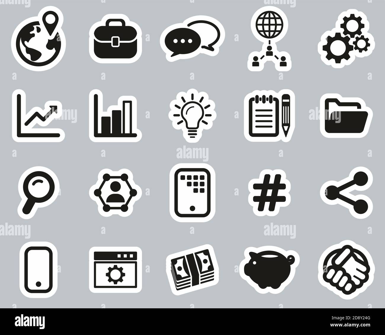Manager Or Business Manager Icons Black & White Sticker Set Big Stock ...