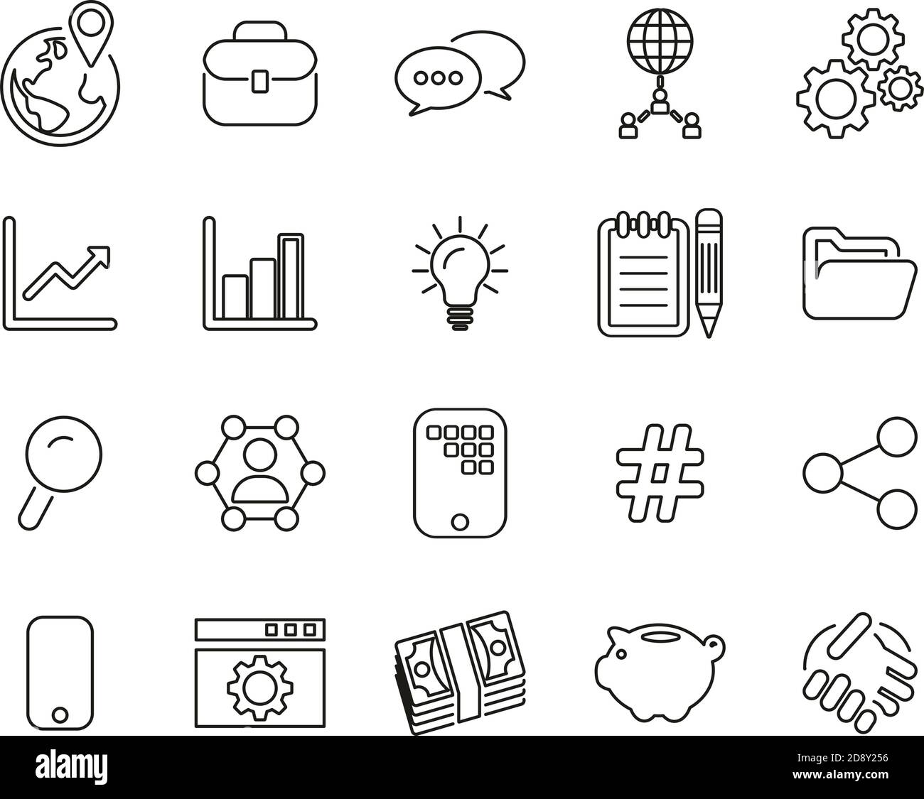 Manager Or Business Manager Icons Black & White Thin Line Set Big Stock ...