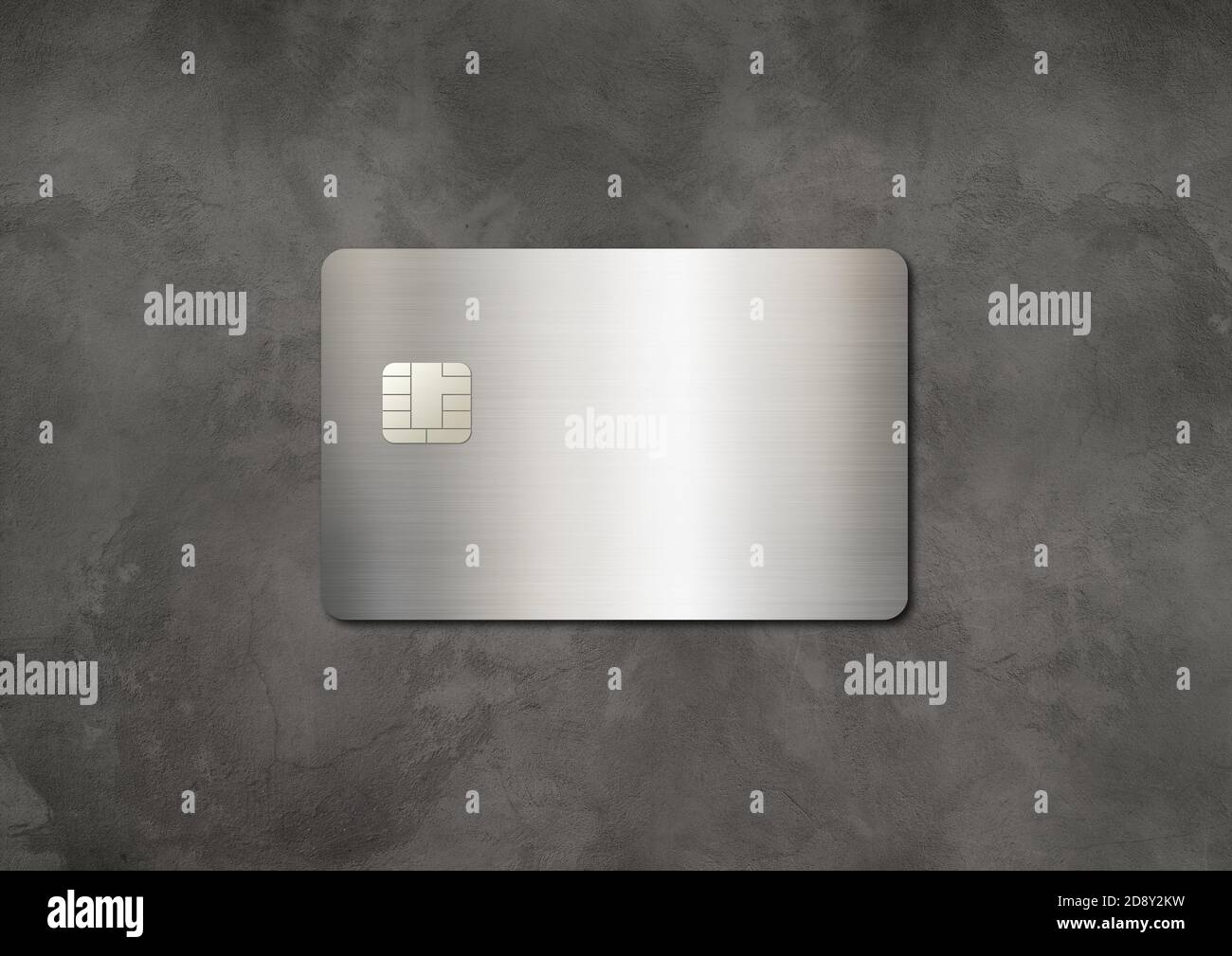 Silver credit card template on a concrete background. 3D illustration ...
