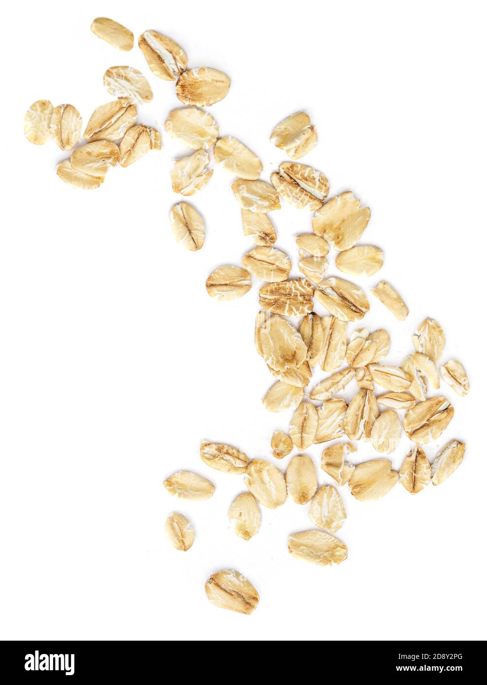 Oat flakes isolated on white background. Falling oats macro. Oatmeal ...