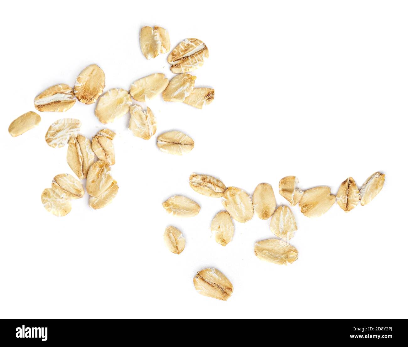 Oat flakes isolated on white background. Falling oats macro. Oatmeal ...