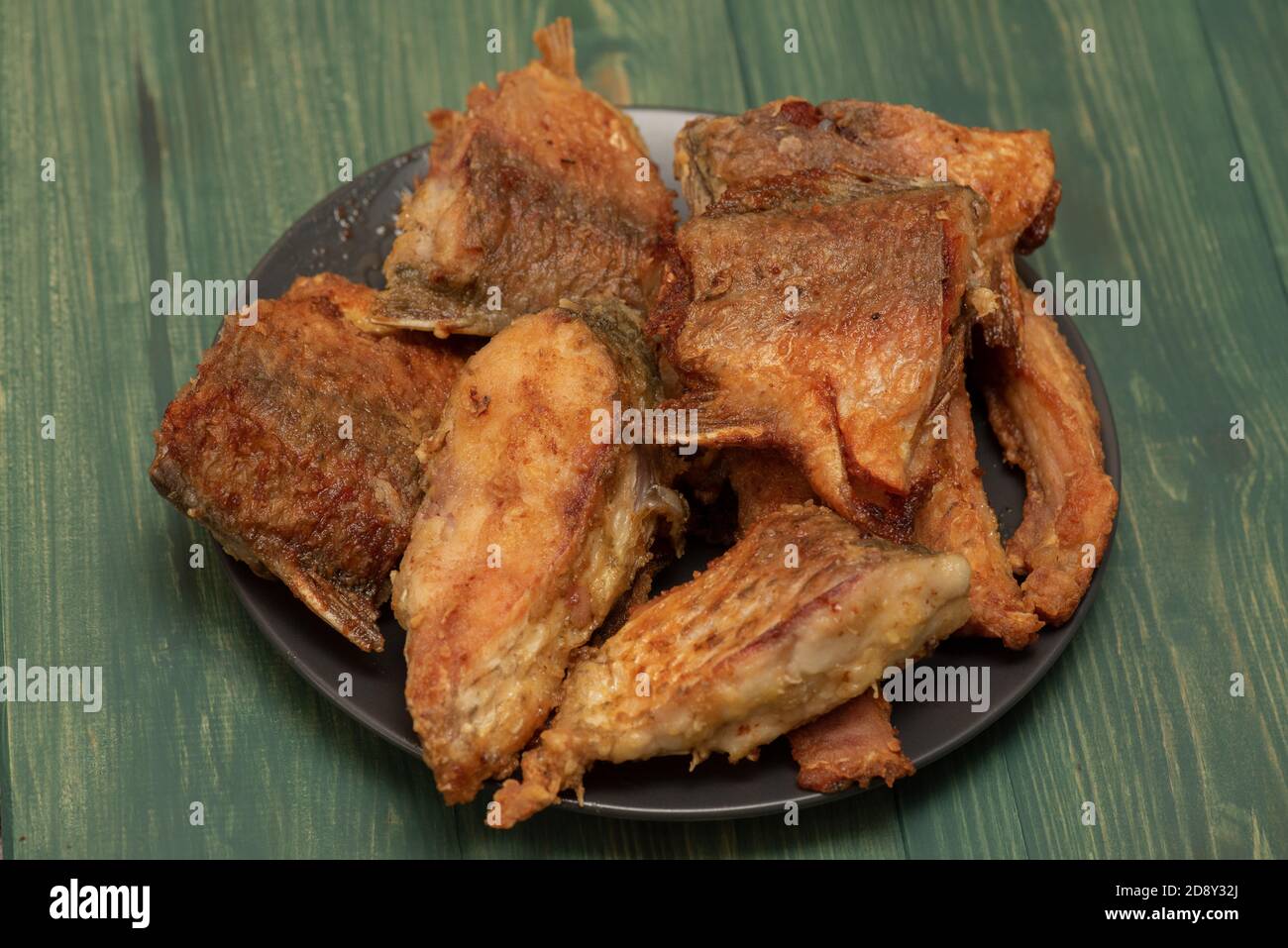 fried fish in chunks, homemade food, healthy food. Fried fish in chunks ...
