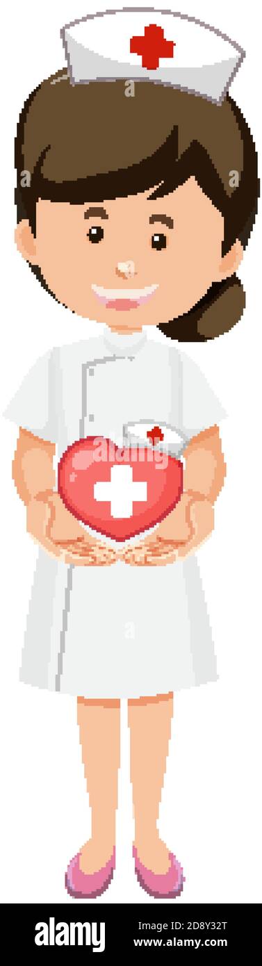 Cute female nurse in uniform cartoon character isolated on white ...