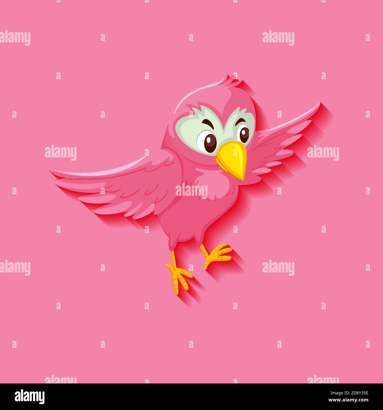 Cute pink bird cartoon character illustration Stock Vector Image & Art ...