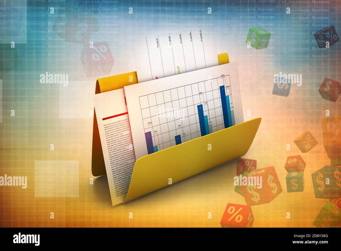 Business chart in folder Stock Photo - Alamy