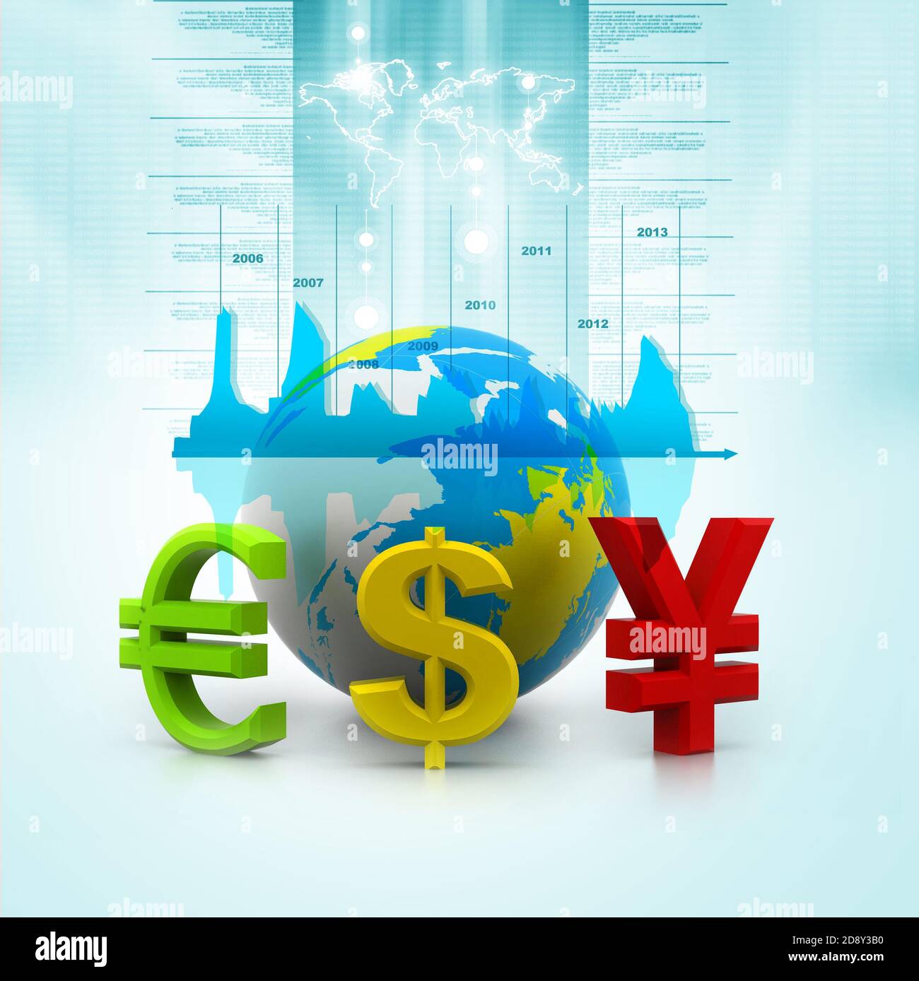 Globe with currency symbols in abstract design Stock Photo - Alamy