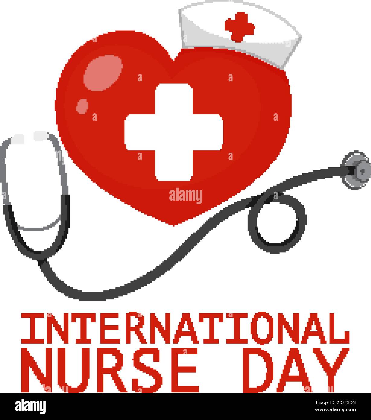 International Nurse Day logo with big heart and stethoscope ...