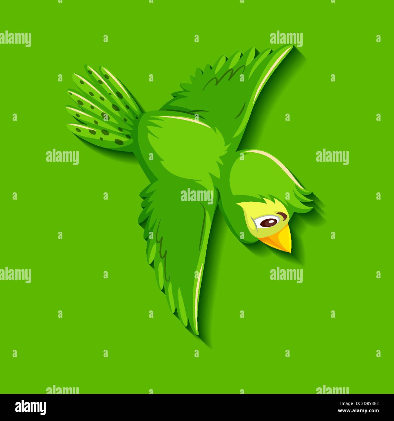 Cute green bird cartoon character illustration Stock Vector Image & Art ...