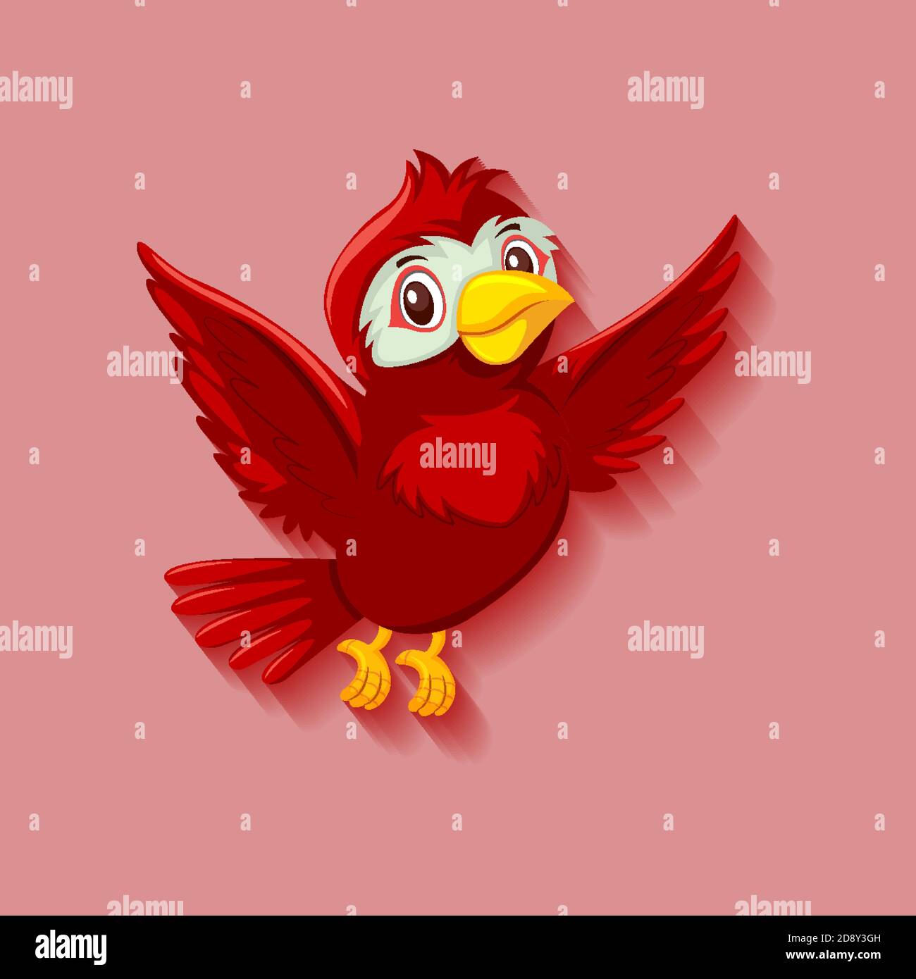 Cute red bird cartoon character illustration Stock Vector Image & Art ...