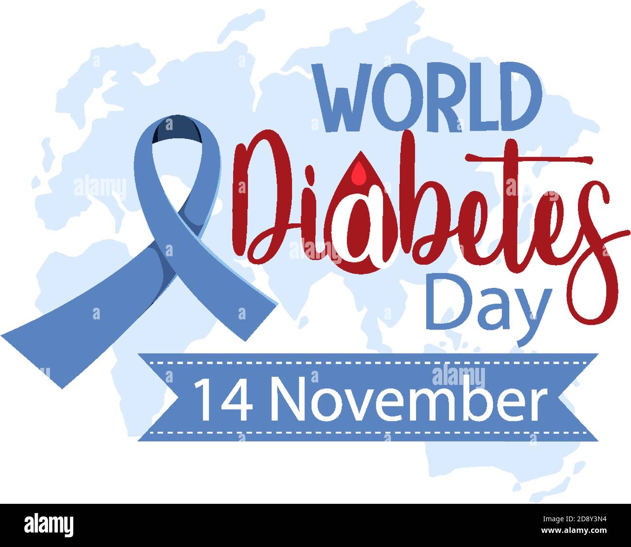 World Diabetes Day logo or banner with blue ribbon illustration Stock ...
